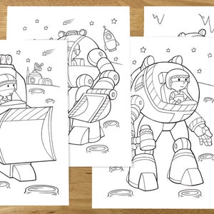 Cute Space Construction Robots Coloring Page Set! Downloadable PDF ...