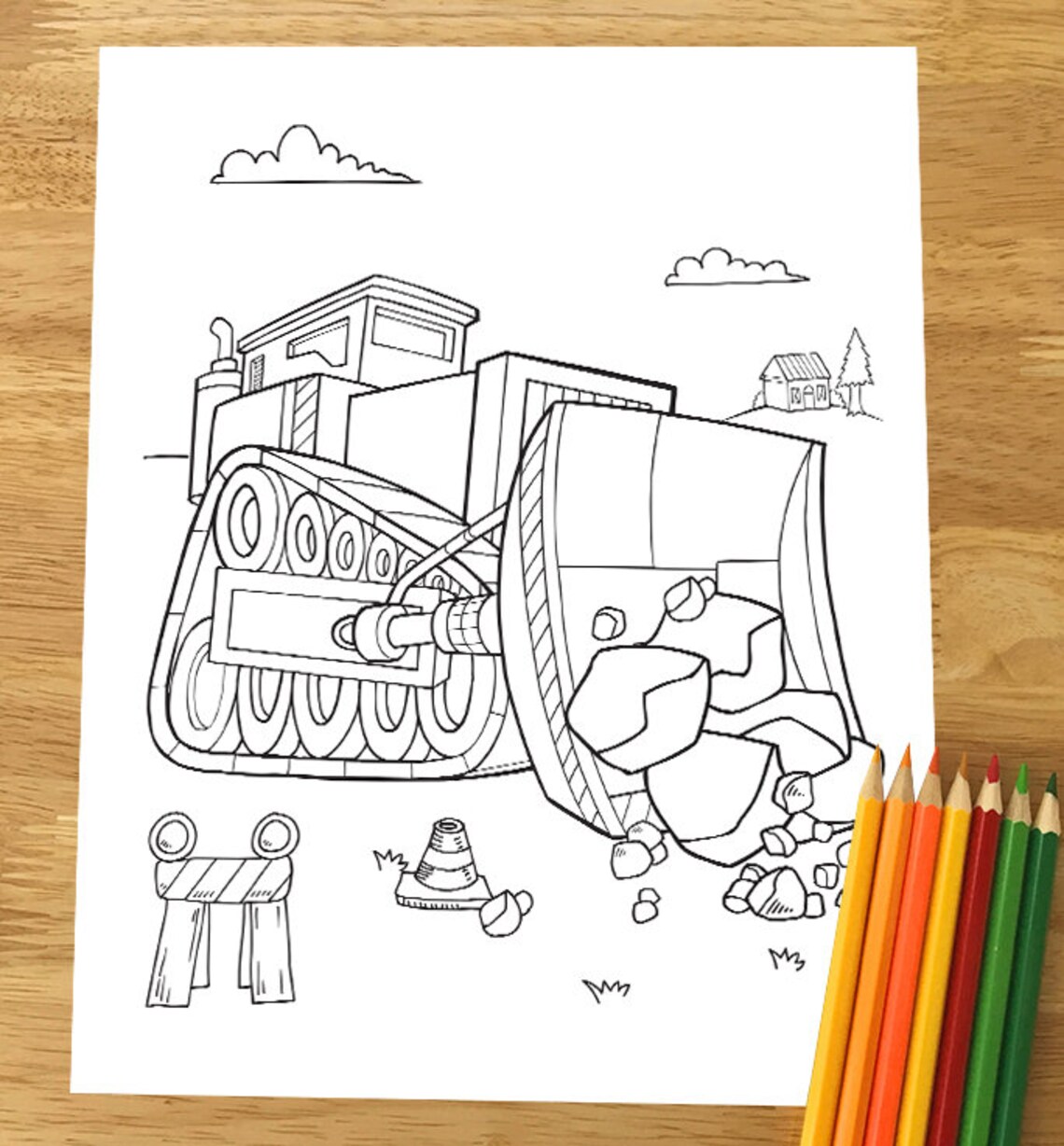 Cute Construction Coloring Page Set! Downloadable PDF Files! - Etsy