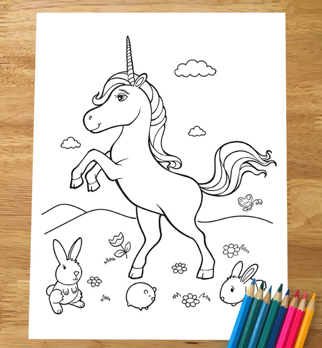 Cute Unicorn Coloring Page! Downloadable PDF File! - Etsy