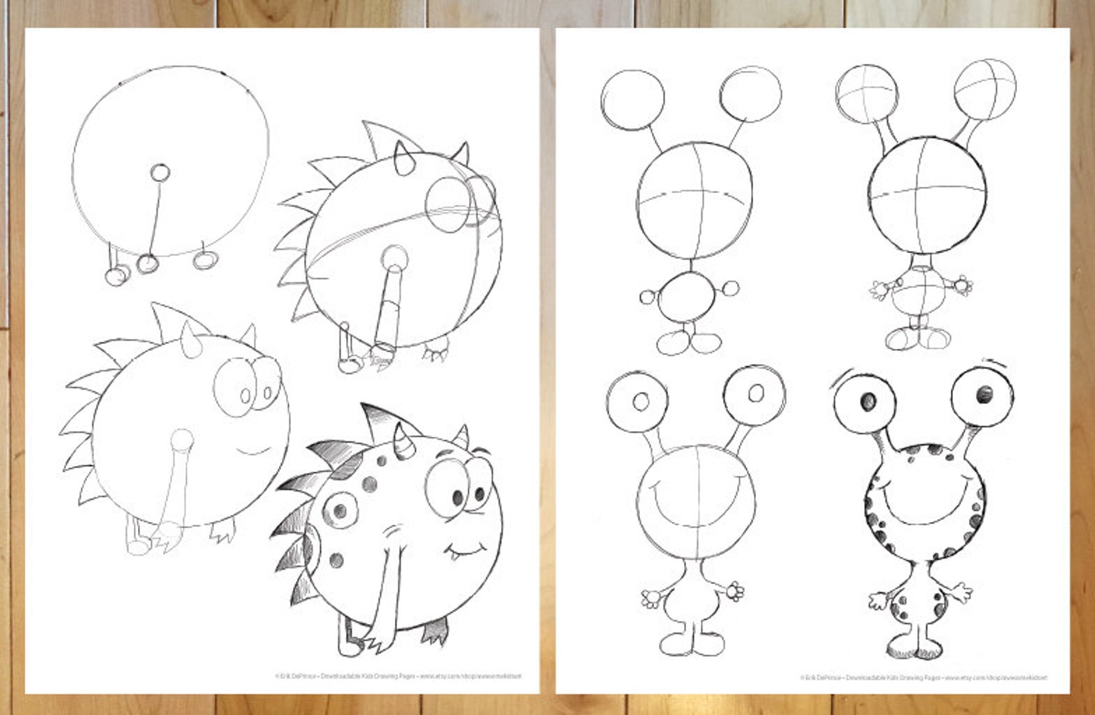 How to Draw Cute Monsters Worksheet Pages! Downloadable PDF File! - Etsy