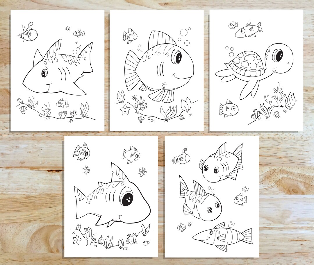 Cute Ocean Friends Coloring Page Set! Downloadable PDF Files! - Etsy