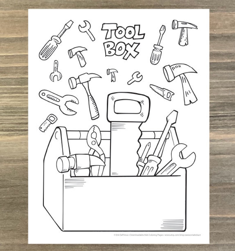 Big Construction Tool Box Coloring Page! Downloadable PDF File! - Etsy