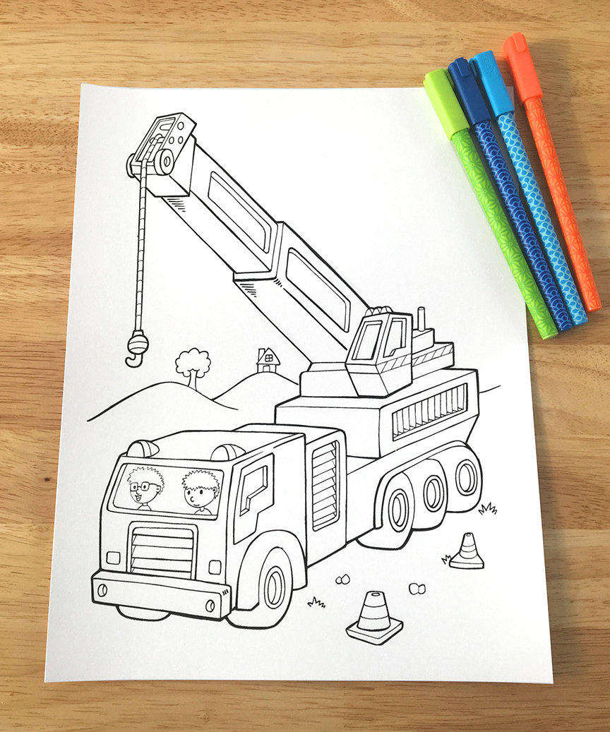 Cute Construction Coloring Page Set! Downloadable PDF Files! - Etsy