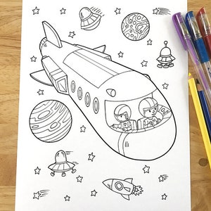 Cute Space Coloring Page Set! Downloadable PDF Files! - Etsy