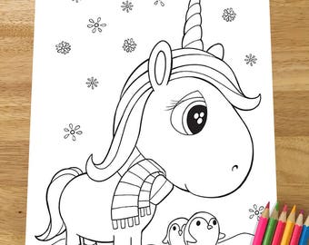 Cute Unicorn Coloring Page Downloadable PDF File - Etsy