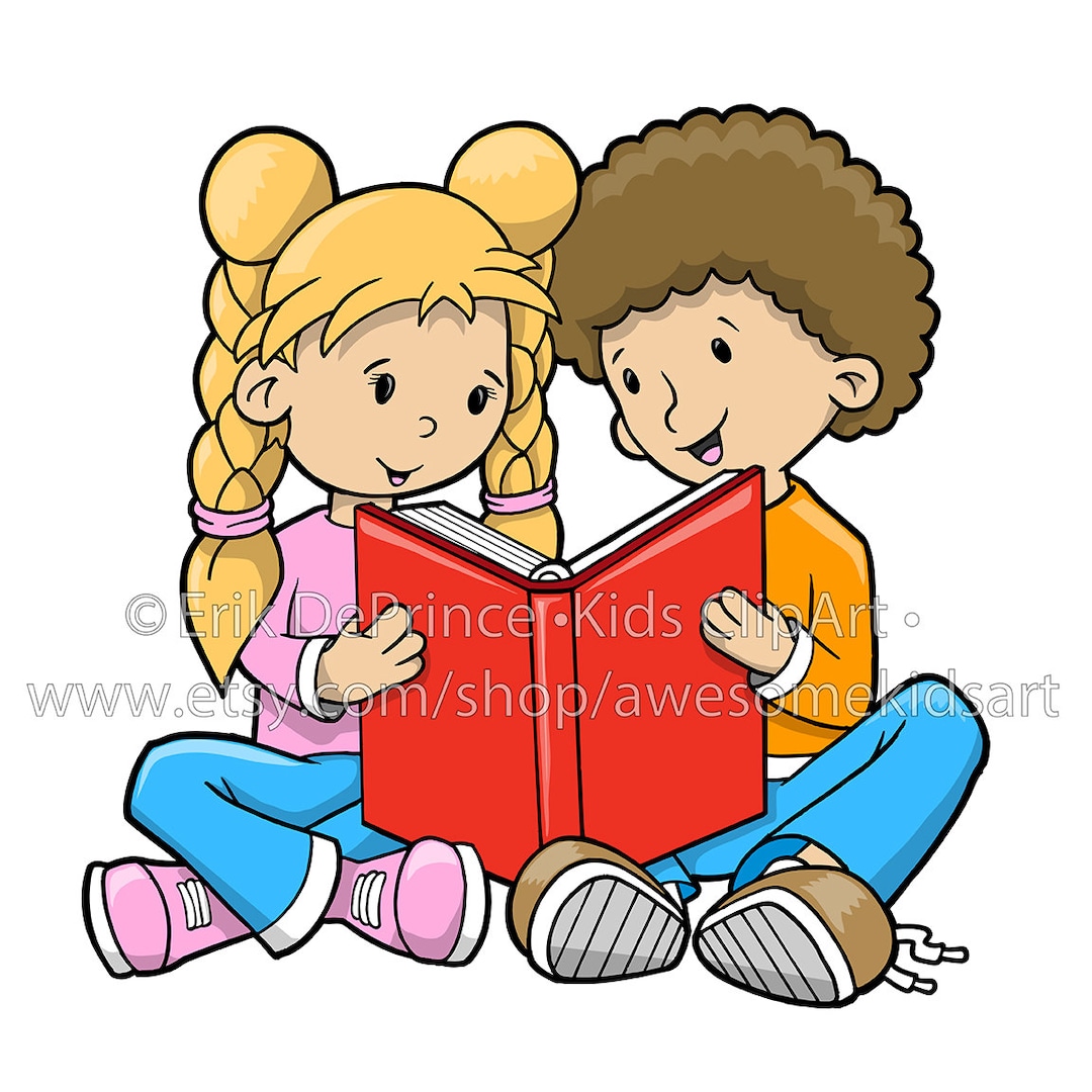 Clipart of a Children Reading Commercial Use Extended License!!! - Etsy