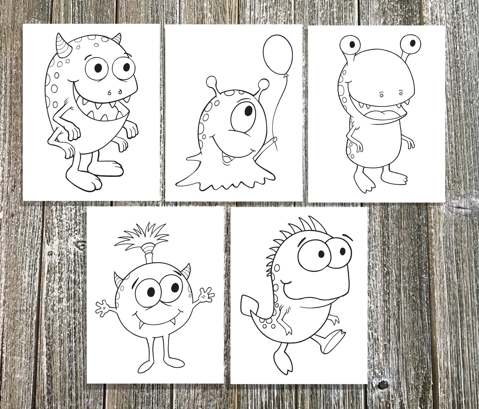 Cute Monster Coloring Page Set! Downloadable PDF Files! - Etsy