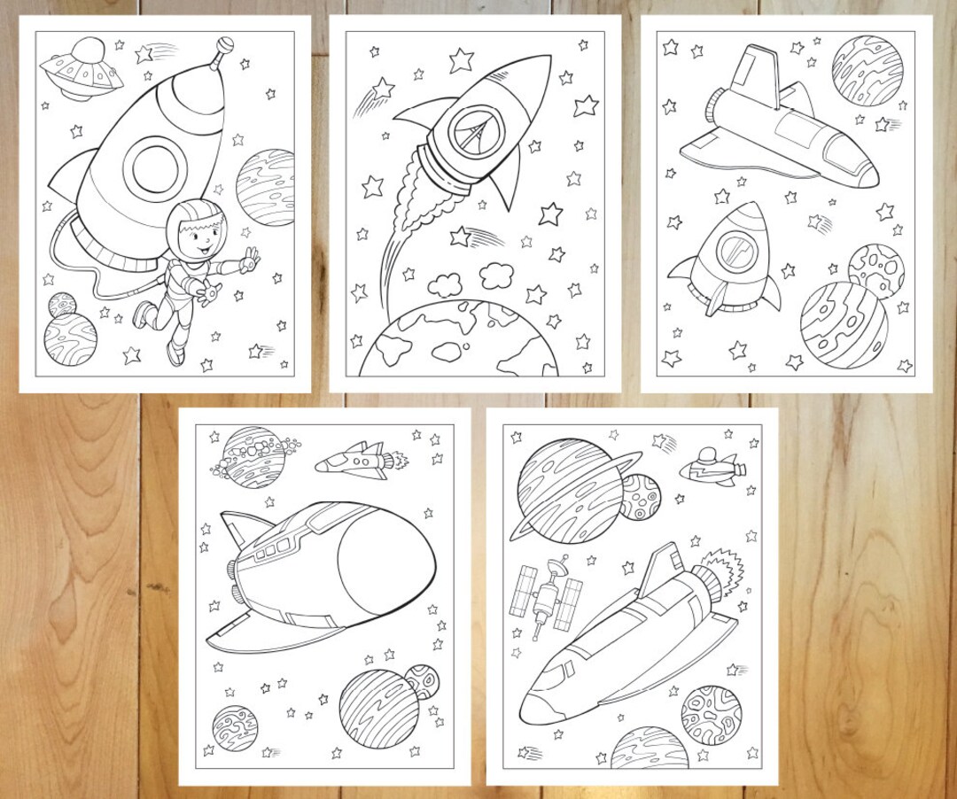 Cute Space Coloring Page Set! Downloadable PDF Files! - Etsy