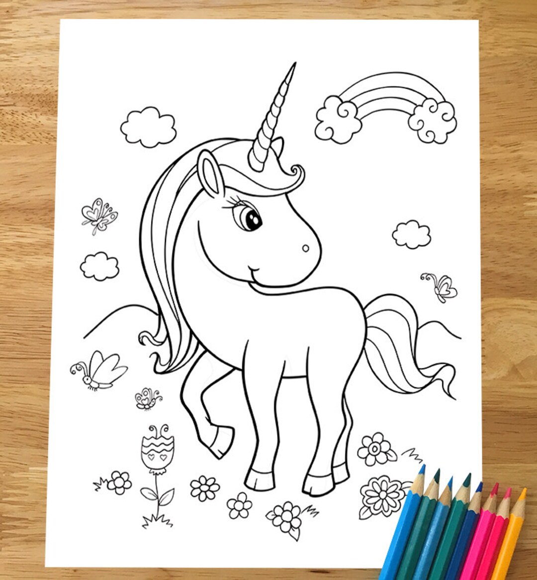 Cute Unicorn Coloring Page! Downloadable PDF File! - Etsy