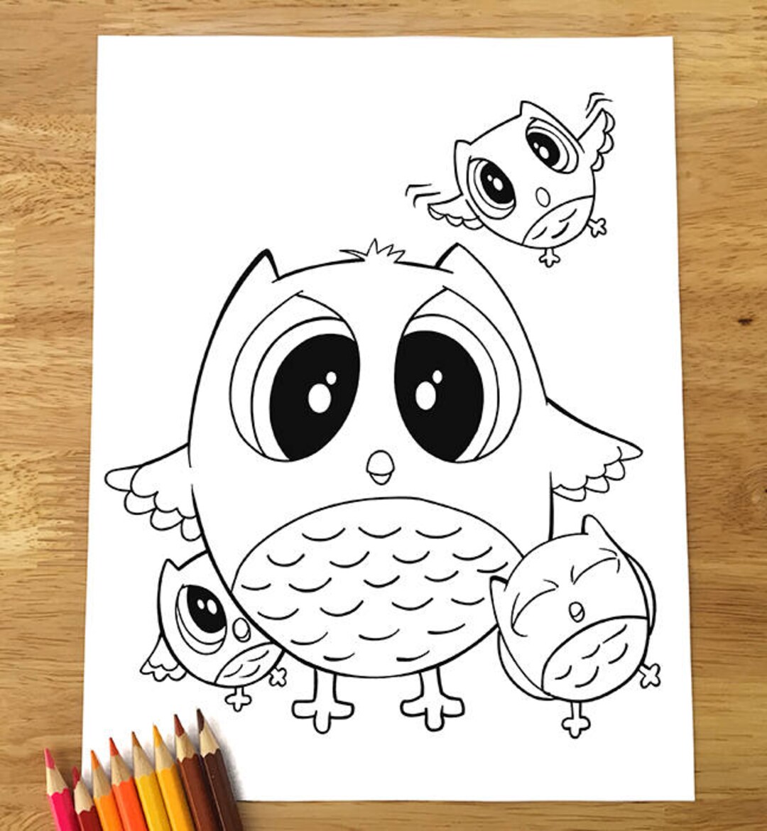 Cute Owls Coloring Page! Downloadable PDF File! - Etsy