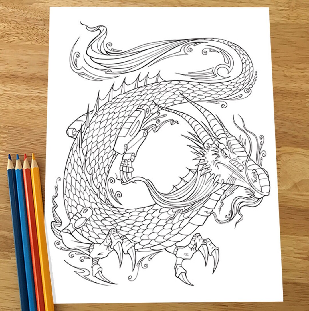 Dragon Coloring Page! Downloadable PDF File! - Etsy