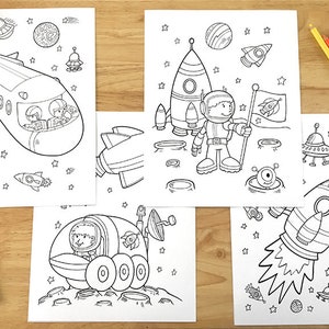 Cute Space Coloring Page Set! Downloadable PDF Files! - Etsy
