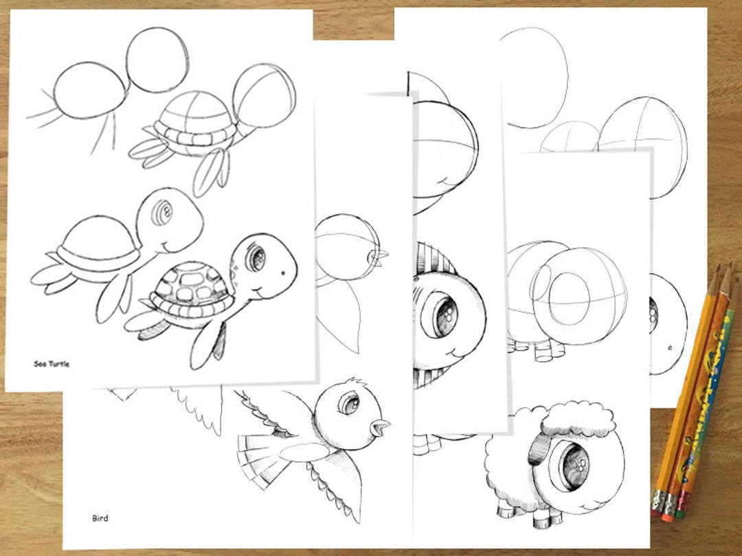 How to Draw Cute Animals Worksheet Pages Downloadable PDF - Etsy