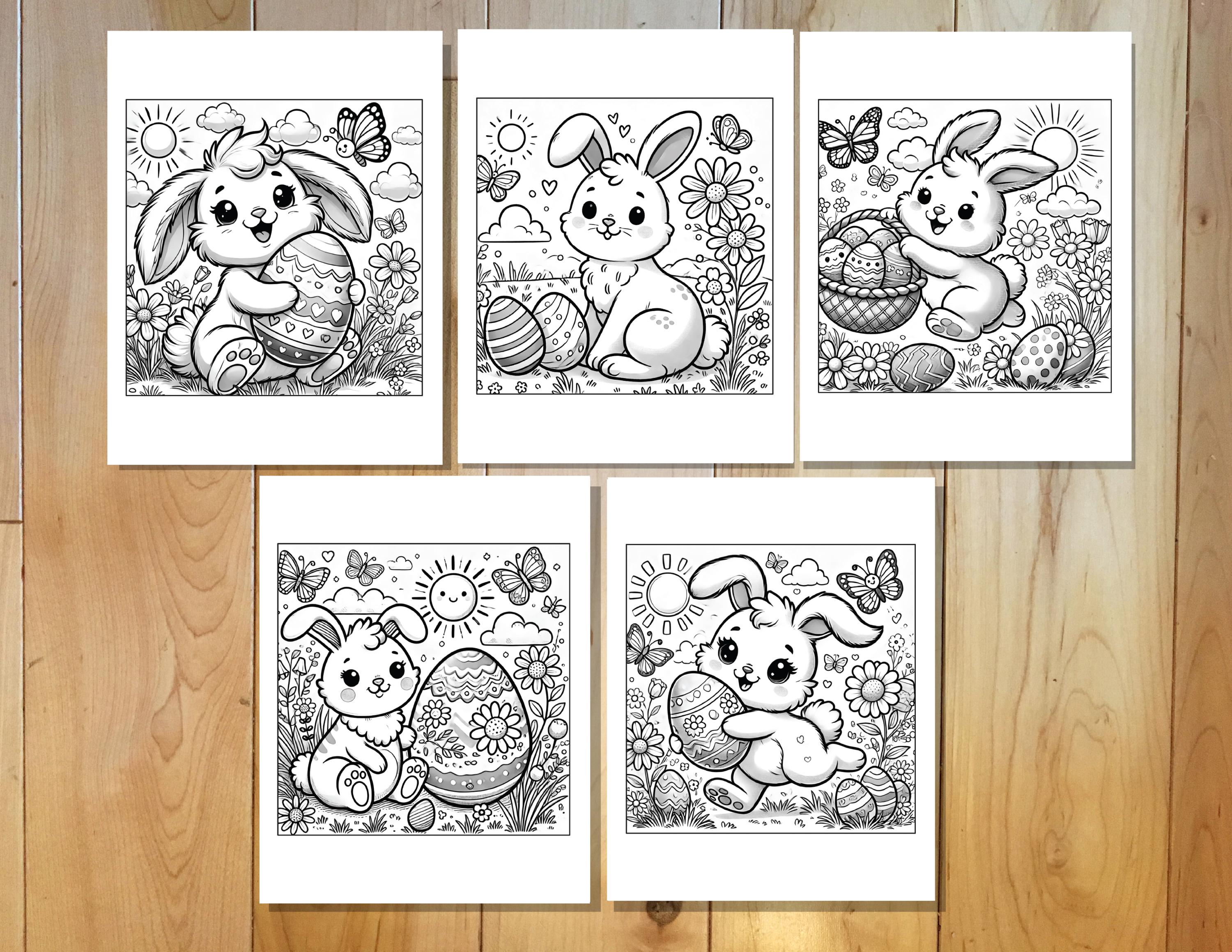 Easter Bunny Coloring Page Set! Downloadable PDF Files! - Etsy