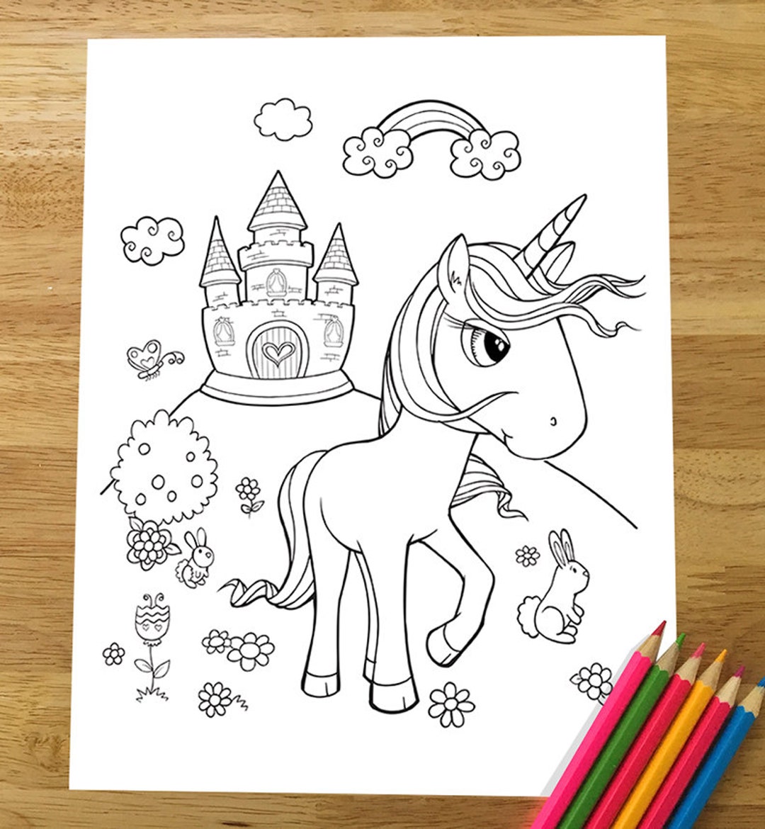 Cute Unicorn Coloring Page! Downloadable PDF File! - Etsy Australia