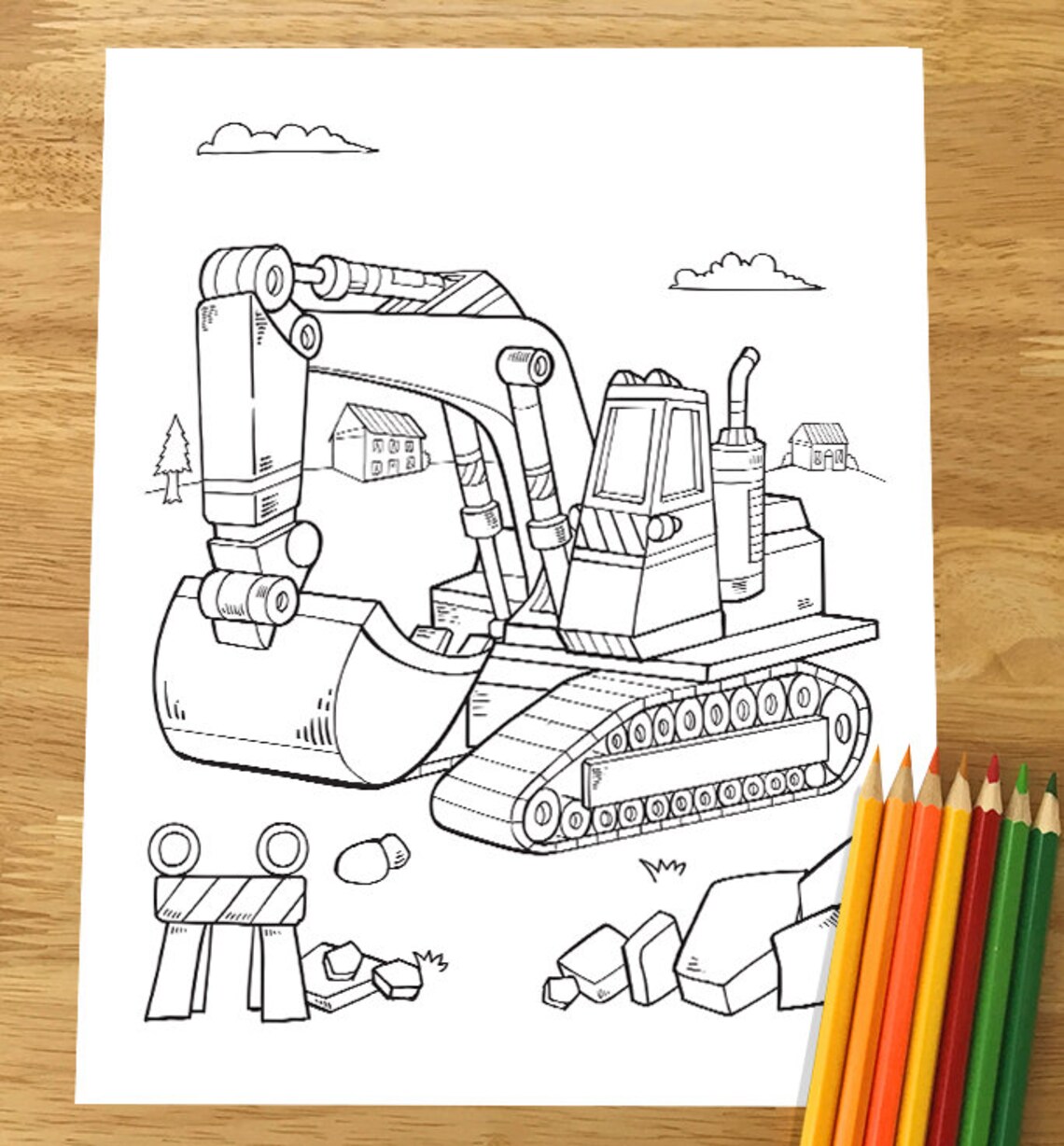 Cute Construction Coloring Page Set! Downloadable PDF Files! - Etsy