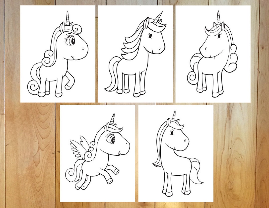 Cute Unicorns Coloring Page Set! Downloadable PDF Files! - Etsy