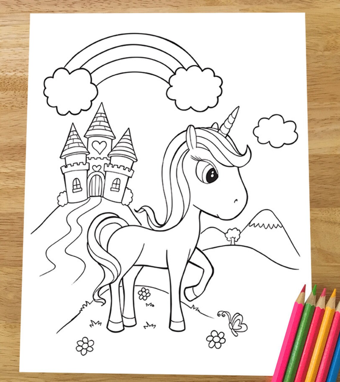 Cute Unicorn Coloring Page Downloadable PDF File - Etsy