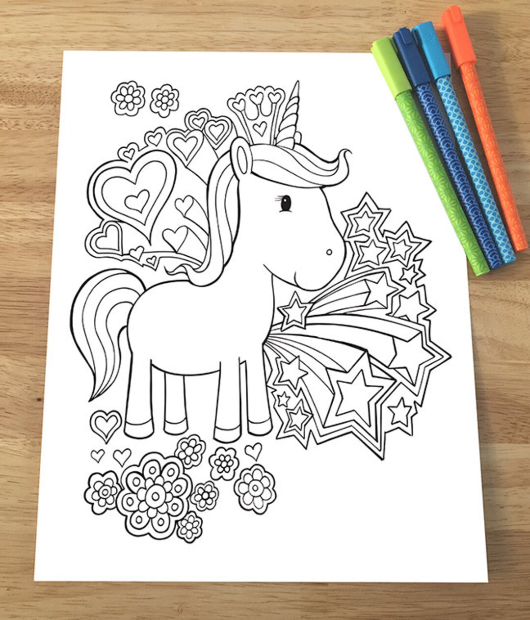 Super Star Unicorn Coloring Page! Downloadable PDF File! - Etsy