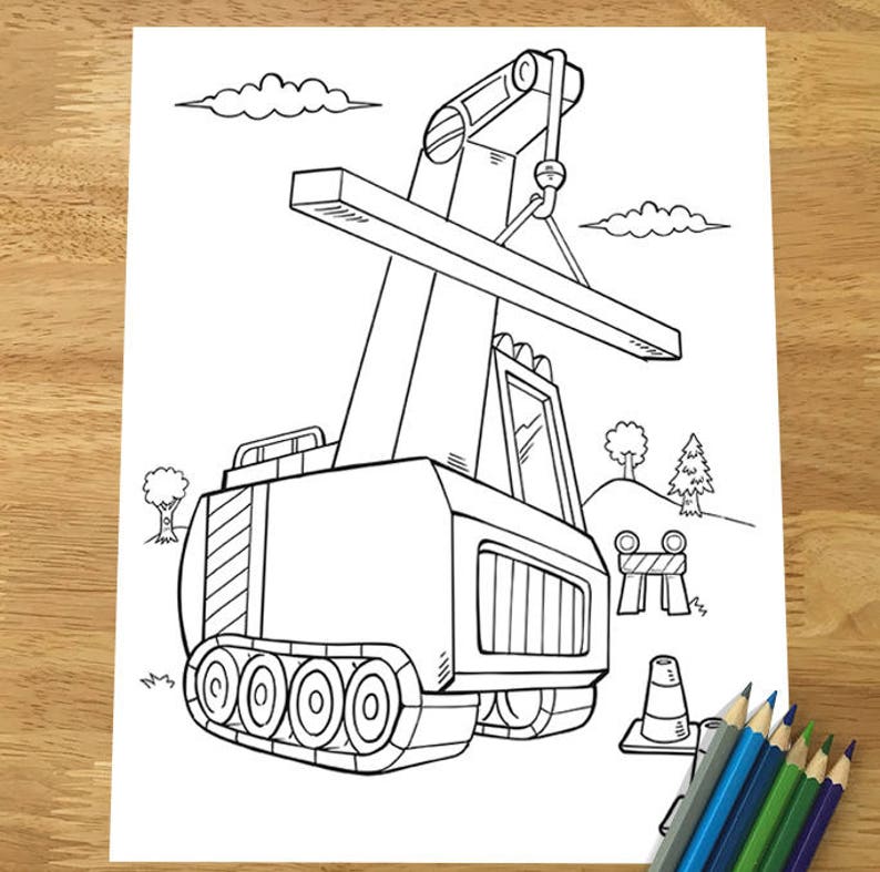 Construction Coloring Page Set! Downloadable PDF File! - Etsy