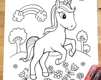 Cute Unicorn Coloring Page Downloadable PDF File | Etsy