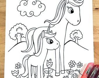 Cute Unicorn Coloring Page Downloadable PDF File | Etsy