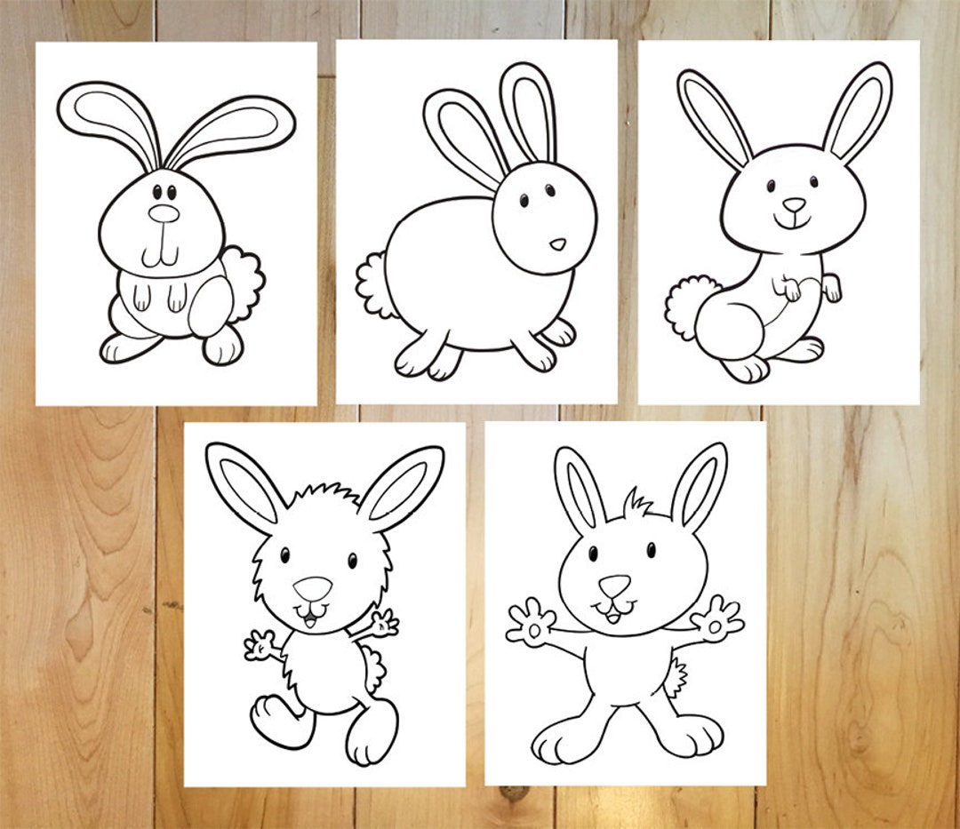 Cute Bunny Rabbits Coloring Page Set! Downloadable PDF Files! - Etsy