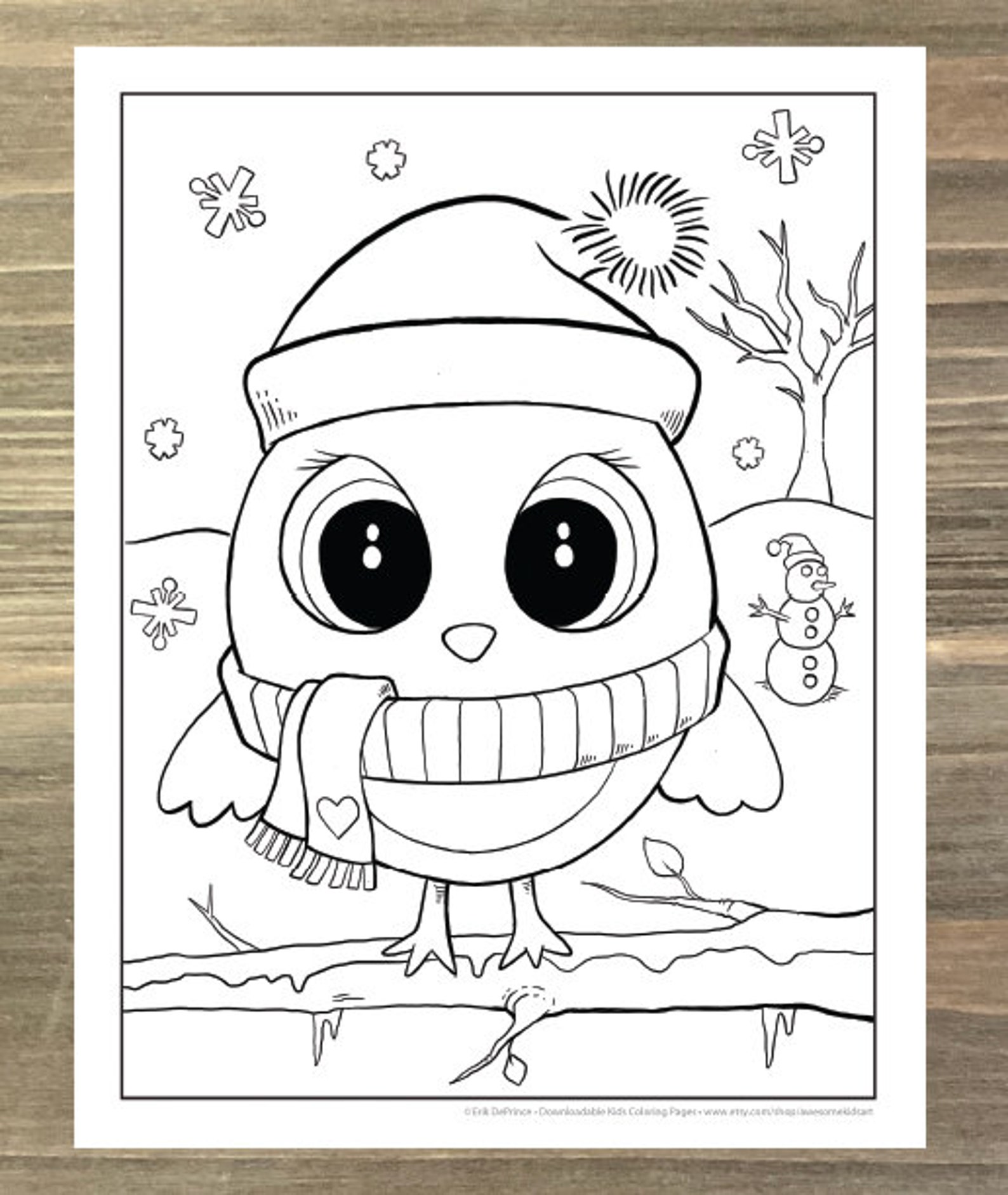 Christmas Owl Coloring Page! Downloadable PDF File! - Etsy