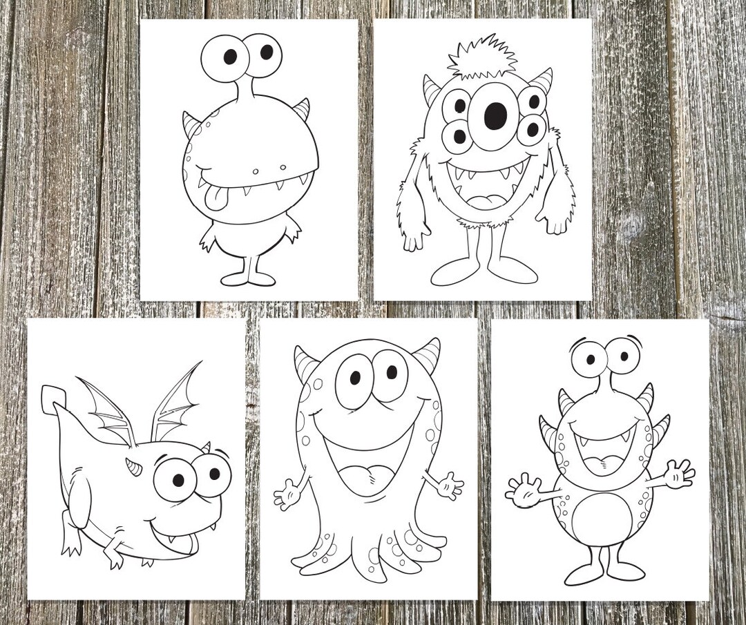 Cute Monster Coloring Page Set! Downloadable PDF Files! - Etsy