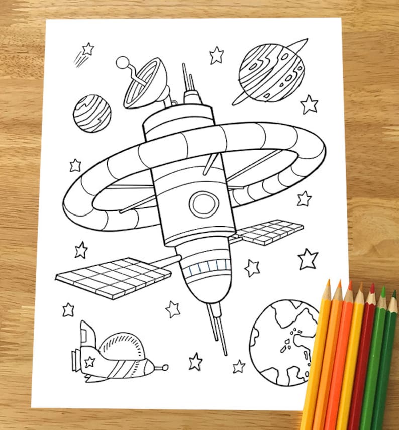 Cute Space Coloring Page Set! Downloadable PDF Files! - Etsy