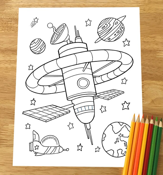 Cute Space Coloring Page Set! Downloadable PDF Files! - Etsy