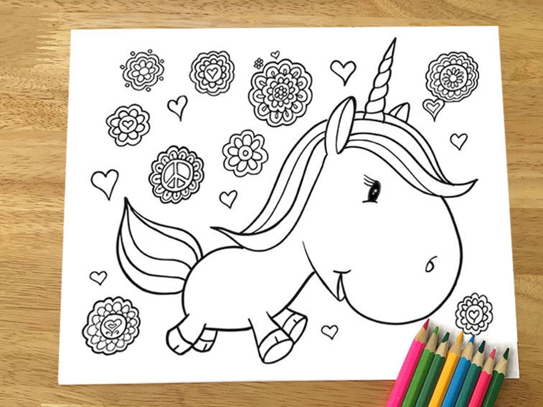 Cute Unicorn Coloring Page! Downloadable PDF File! - Etsy