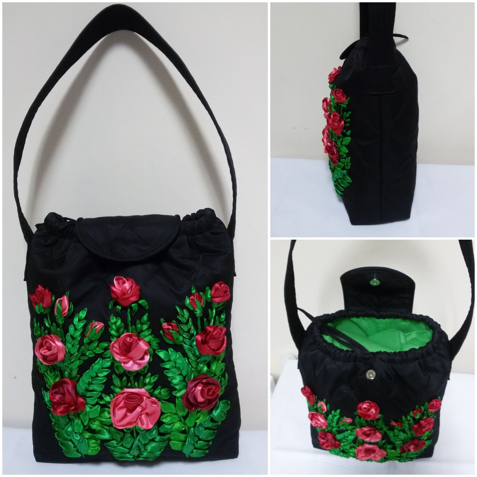 Soft Bag-sack • Black Canvas Crossbody Pouch • Shoulder Bucket-bag ...