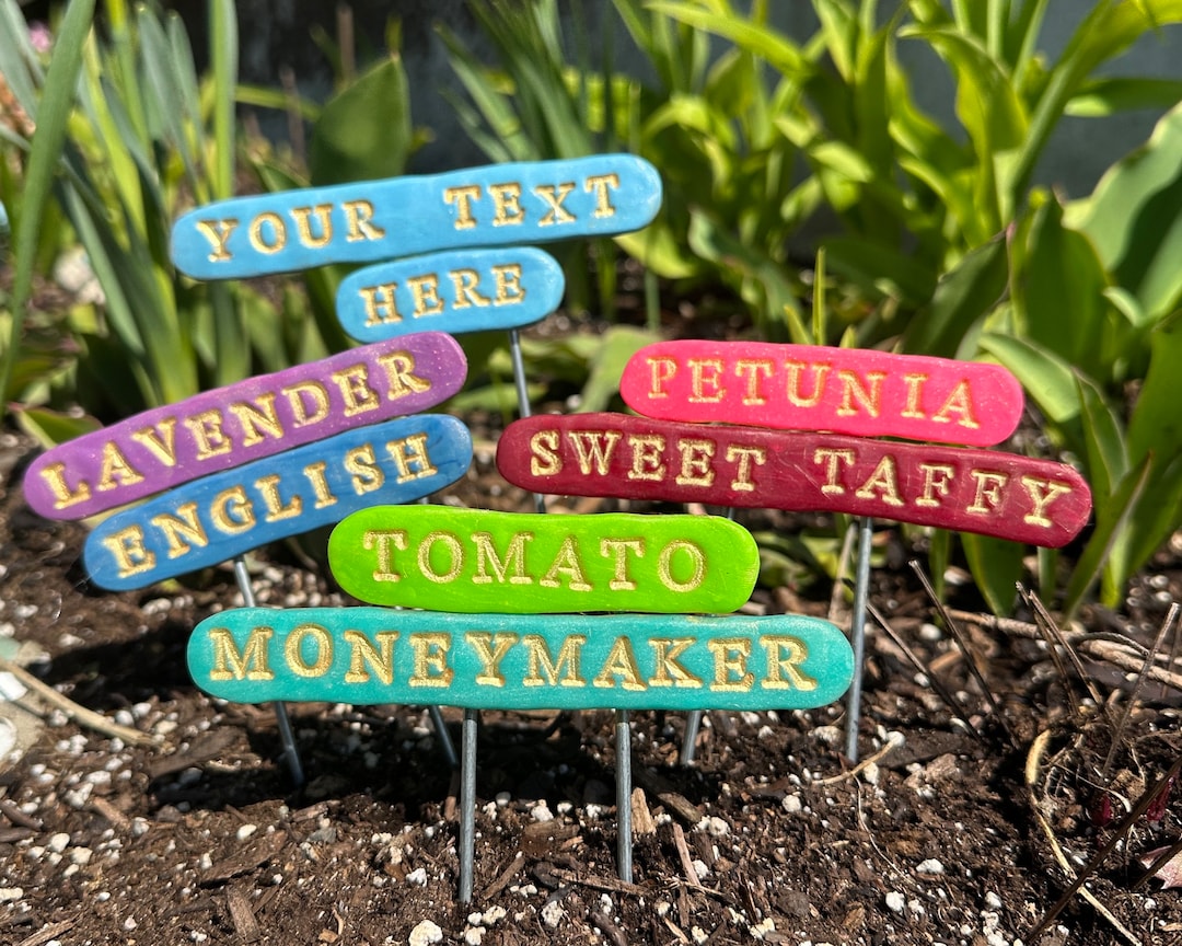 Custom Garden Markers: Hand-stamped Polymer Clay Plant Sign - Etsy