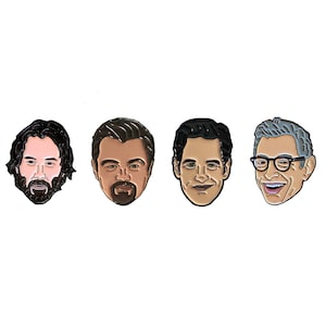 Hollywood's Favorite Actors Enamel Pin 4 Pack - Keanu Reeves - Leonardo ...