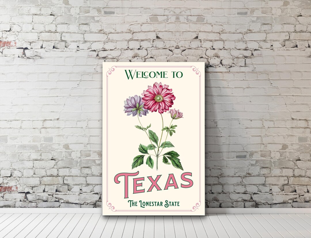 Texas Wall Art Texas Decor Floral Texas Wall Decor - Etsy