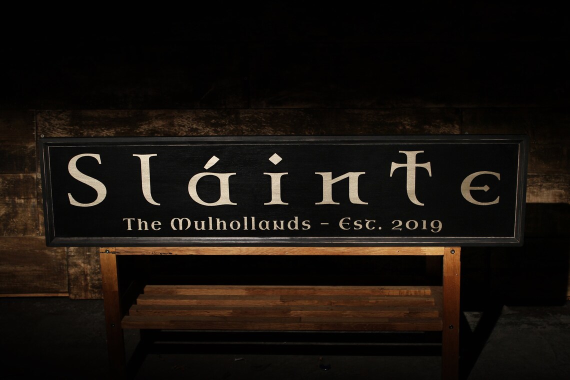 SLAINTE Wood Sign Personalized Slainte Sign Irish Pub Sign - Etsy