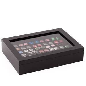 Cufflinks & Rings Storage Case Glossy Black Wood 36 Pair Capacity Men's ...