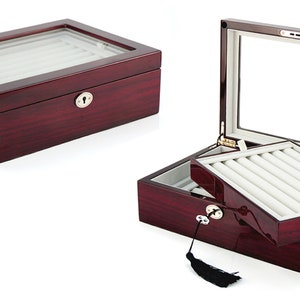 Large Mahogany Cufflinks Box Storage Case Double Layer Cufflinks Lapel ...