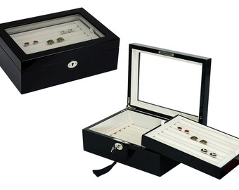 Large Mahogany Cufflinks Box Storage Case Double Layer | Etsy