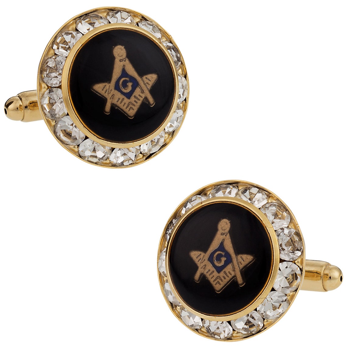 Men's Masonic Cuff Links Crystal Gold Masonic Cufflinks | Etsy
