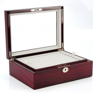 Large Mahogany Cufflinks Box Storage Case Double Layer Cufflinks Lapel ...