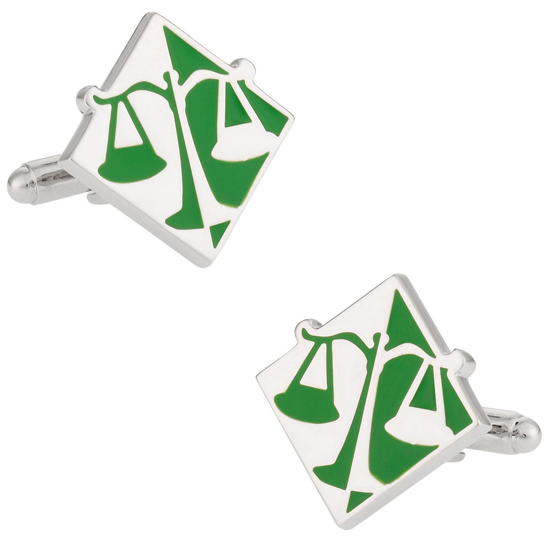 Green Silver Scales of Justice Cufflinks by Cuff-daddy Ready to Gift to ...