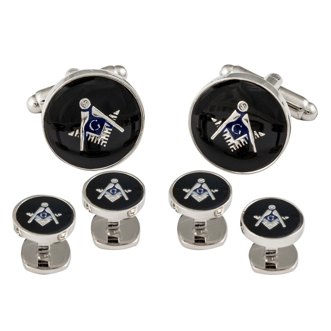 Freemason Masonic Cufflinks Studs Silver Black for Men With Gift Box - Etsy