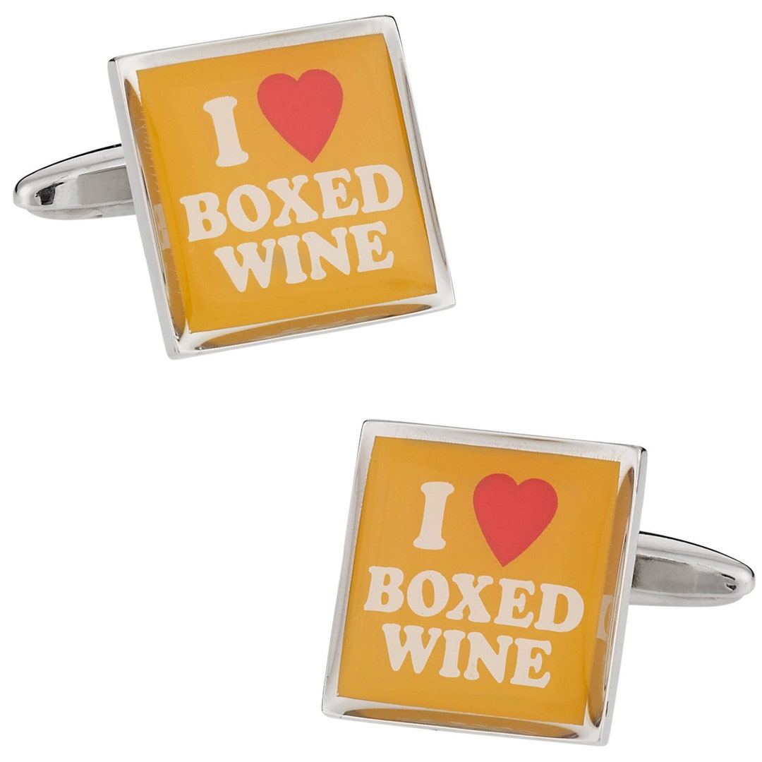 70s Retro I Love Boxed Wine Cufflinks With Presentation Gift Box Ready ...