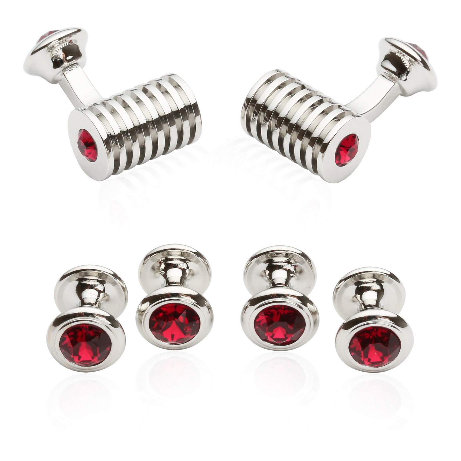 Red Crystal Formal Set of Tuxedo Cufflinks and Studs Stud Set - Etsy