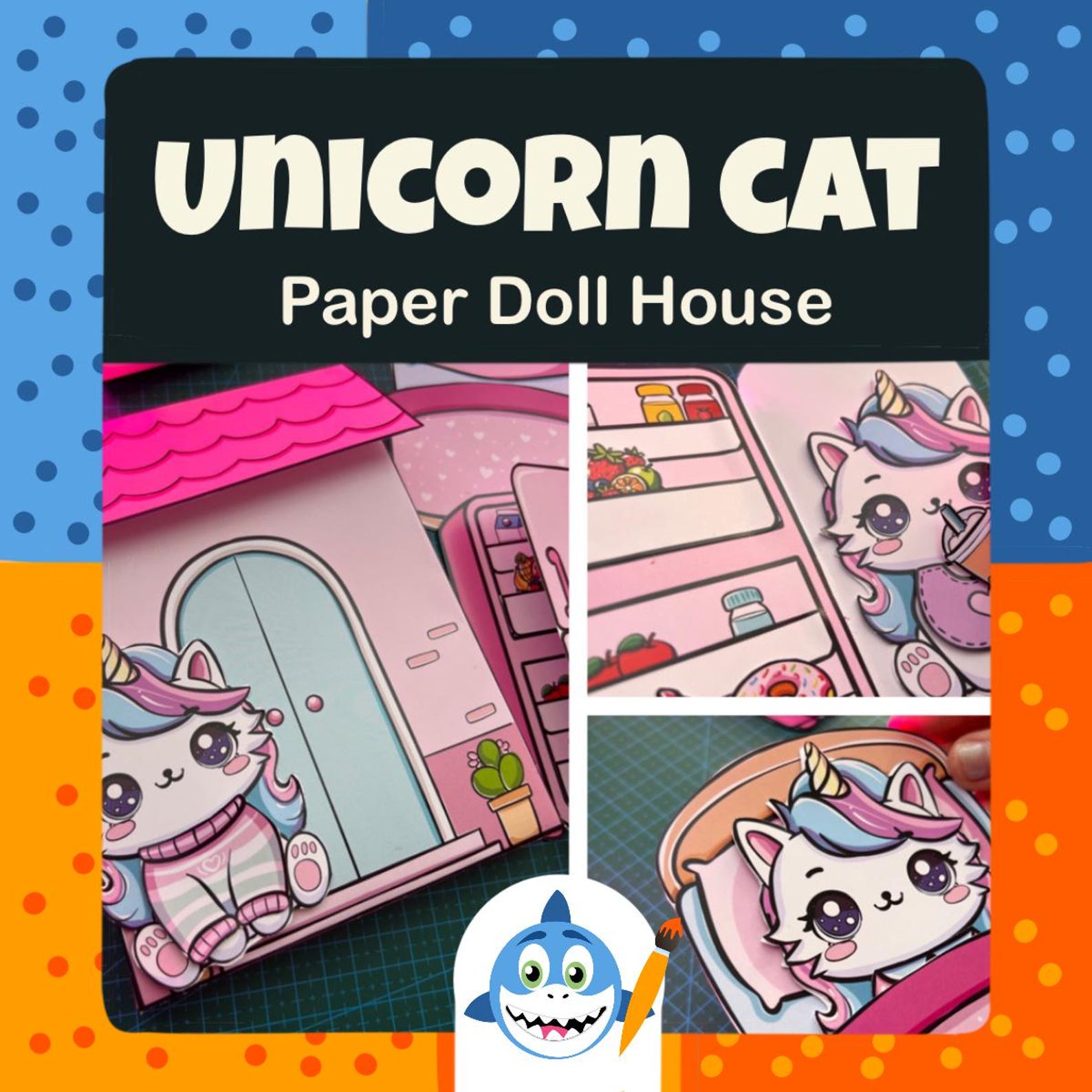 Unicorn Cat Doll House Printable Paper Craft - Etsy