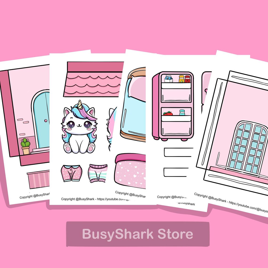 Unicorn Cat Doll House Printable Paper Craft - Etsy