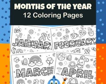 12 Printable Month Names Coloring Pages for Kids. Months of the Year ...