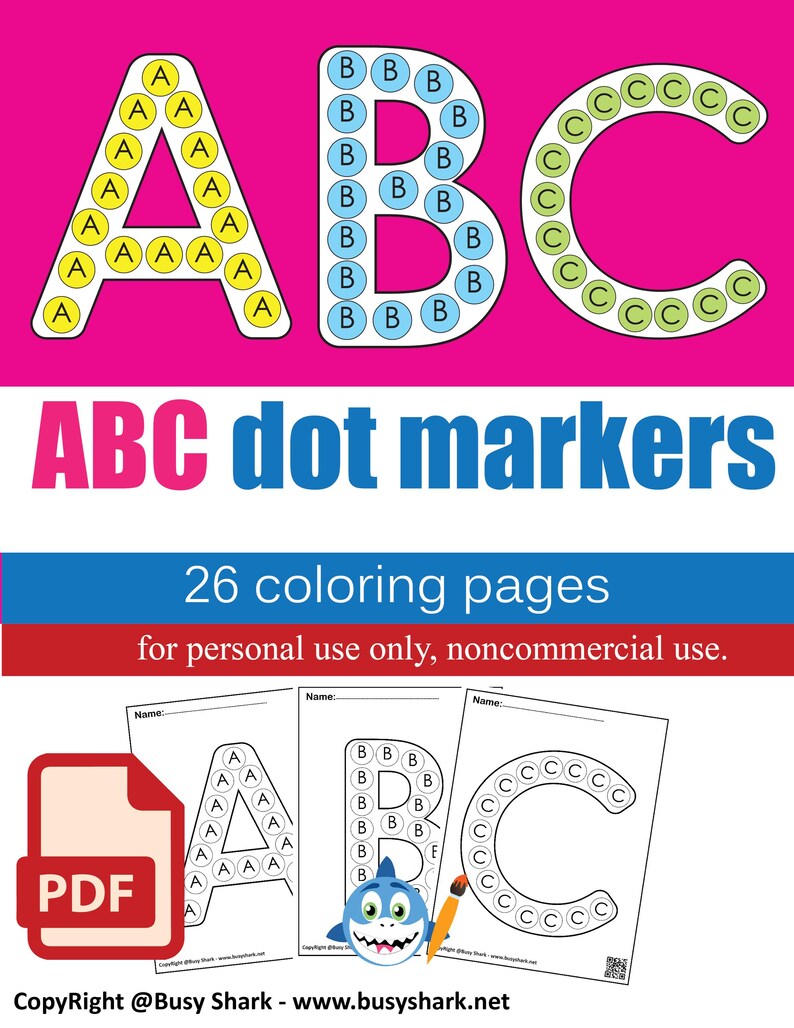 ABC Dot Markers Activity Coloring Book PDF - Etsy